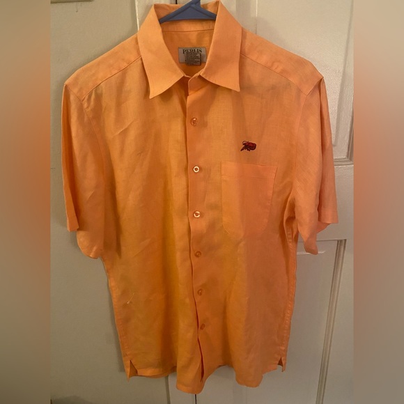 Perlis | Shirts | Salmon Pink 0 Linen Cotton Perlis Short Sleeve Pocket ...
